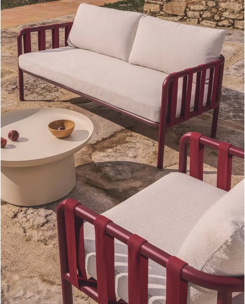 Červený/béžový hliníkový zahradní lounge set pro 4 osoby Omala – Kave Home