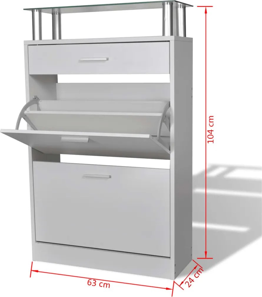 vidaXL Botník 63 x 24 x 104 cm kompozitní dřevo [241244] Barva: Bílá