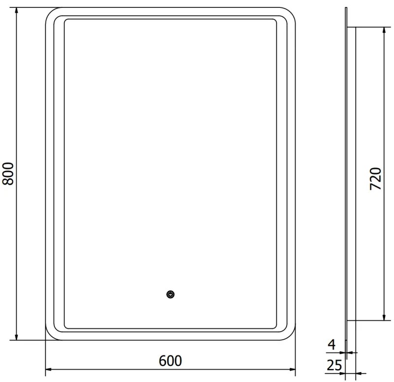 Mexen Zusa, LED koupelnové zrcadlo s podsvícením 60x80 cm, 6000K, ochrana proti zamlžování, 9808-060-080-611-00