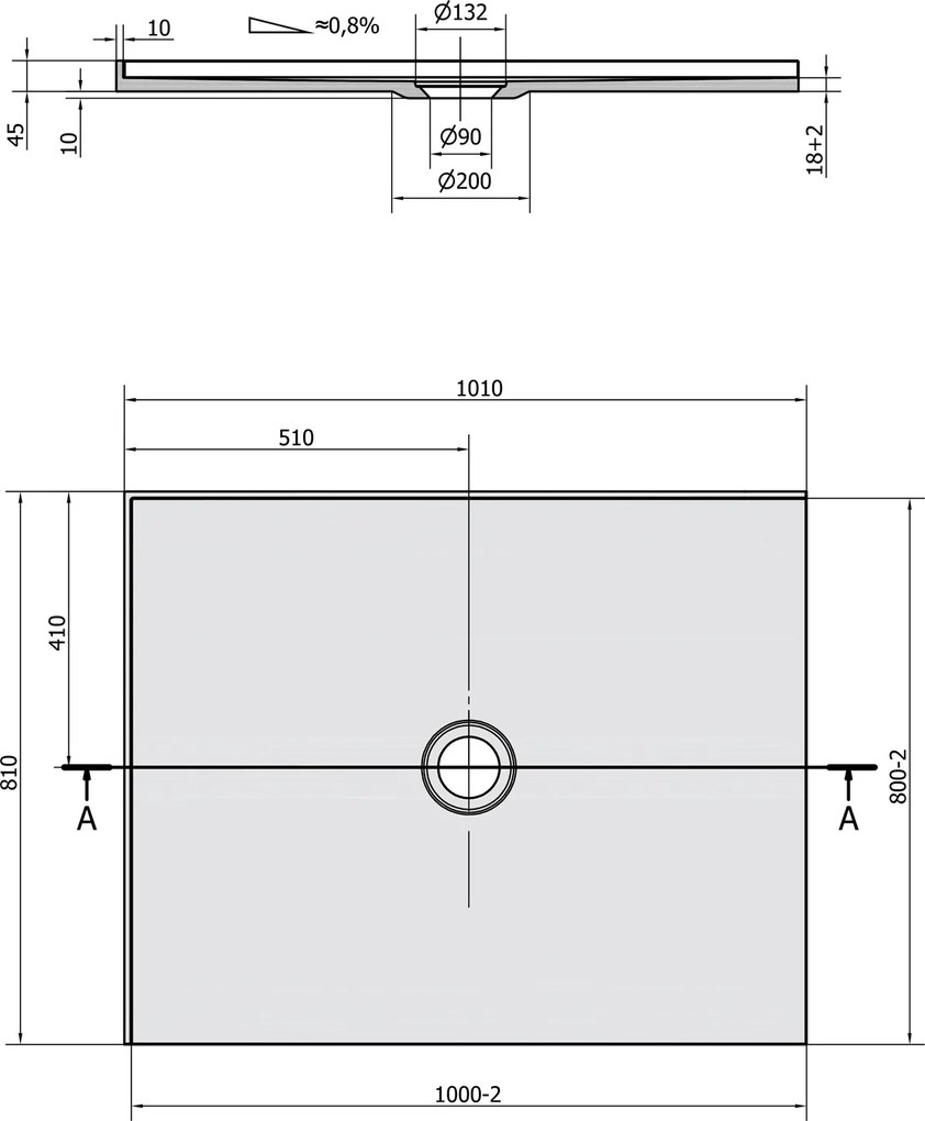 Polysan MIRAI 100 x 80 cm sprchová vanička obdélníková z litého mramoru 73169 levá