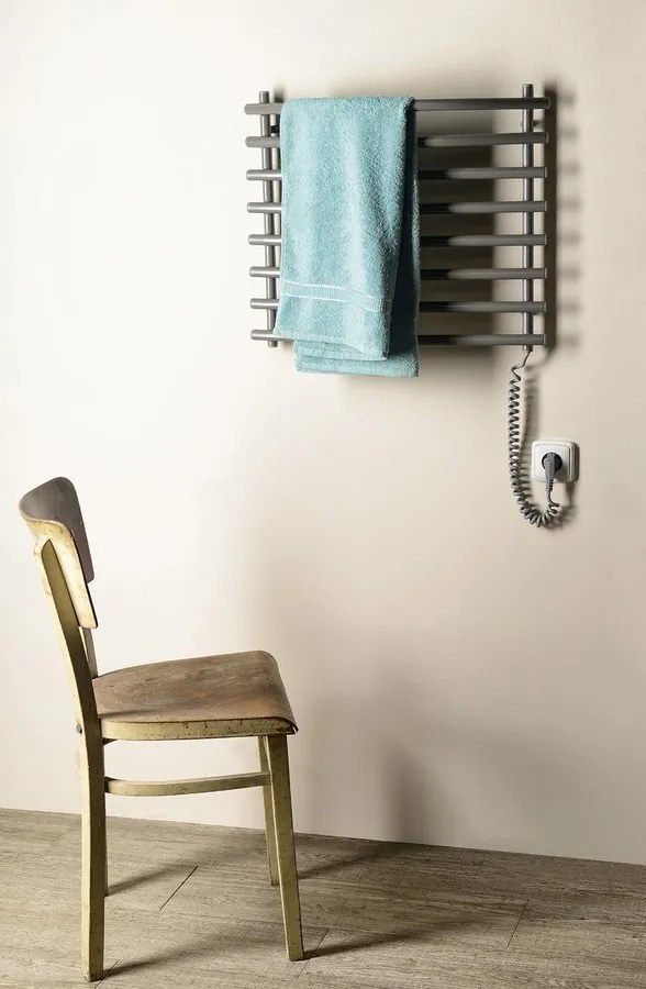 Aqualine Aqualine, Elektrický sušák ručníků, 570x465 mm, 72 W, šedý hliník - metalíza (RAL9007), SU210A