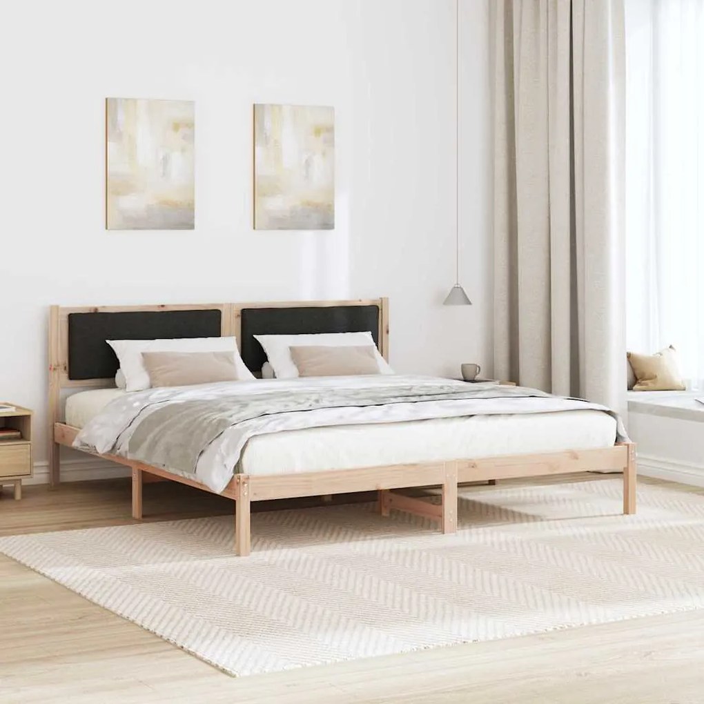Rám postele s čelo Černá 200 x 200 cm Masivní borové dřevo 3394230