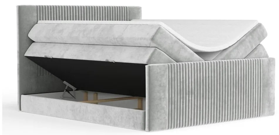 Světle šedá boxspring postel s úložným prostorem 180x200 cm Bergamo – Maison de Rêve