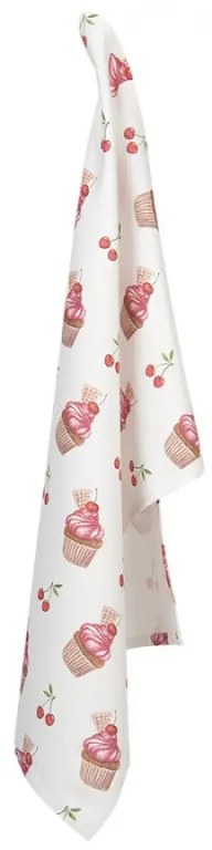Kuchyňská utěrka z bavlny Cherry Cupcake – 50x70 cm