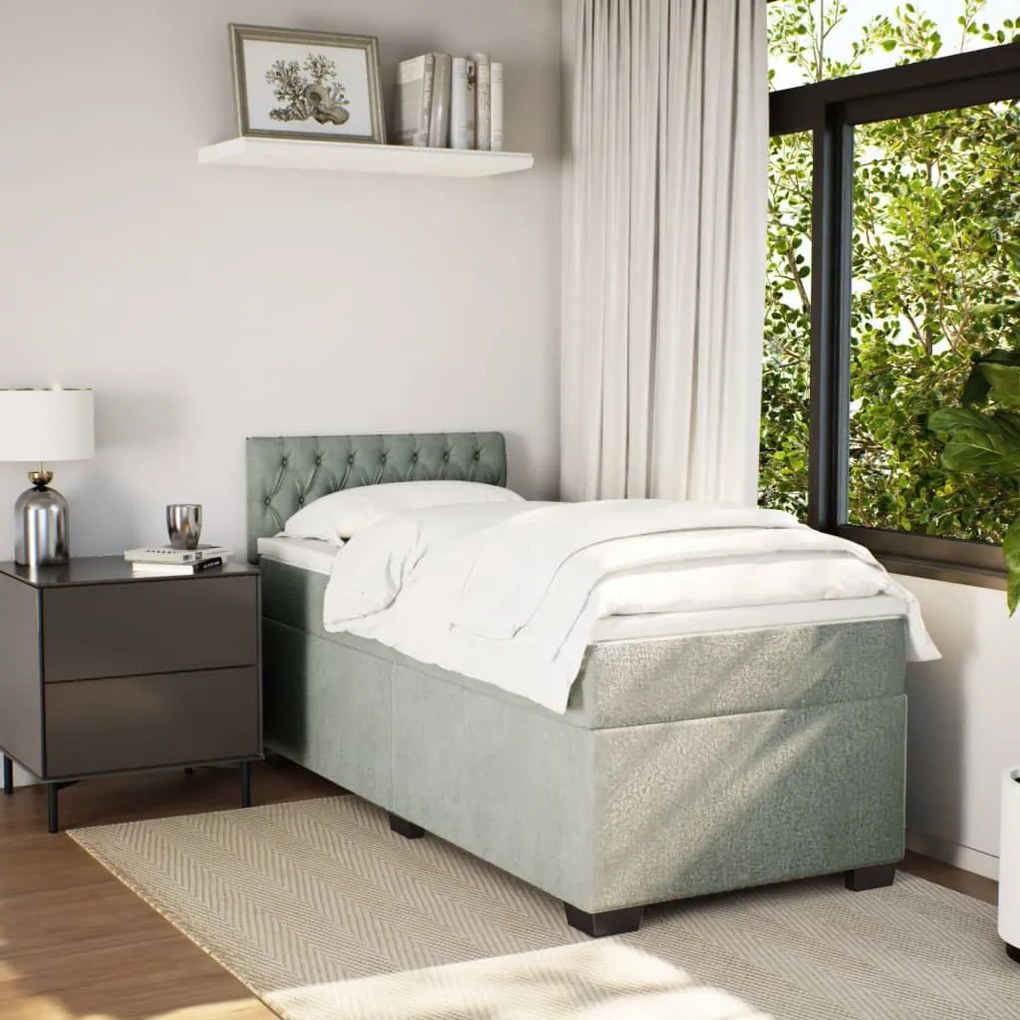Box spring postel s matrací světle šedá 80 x 200 cm samet 3288468