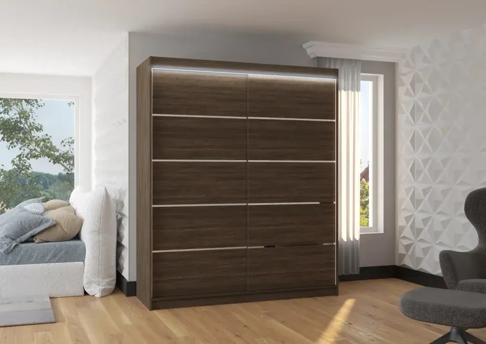 Posuvná skříň s LED osvětlením SPECTRA 180 choco