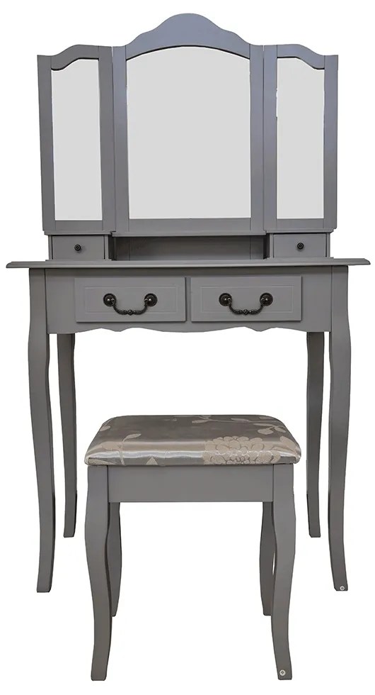 Toaletní stolek s taburetem REGINA NEW MDF barva šedá