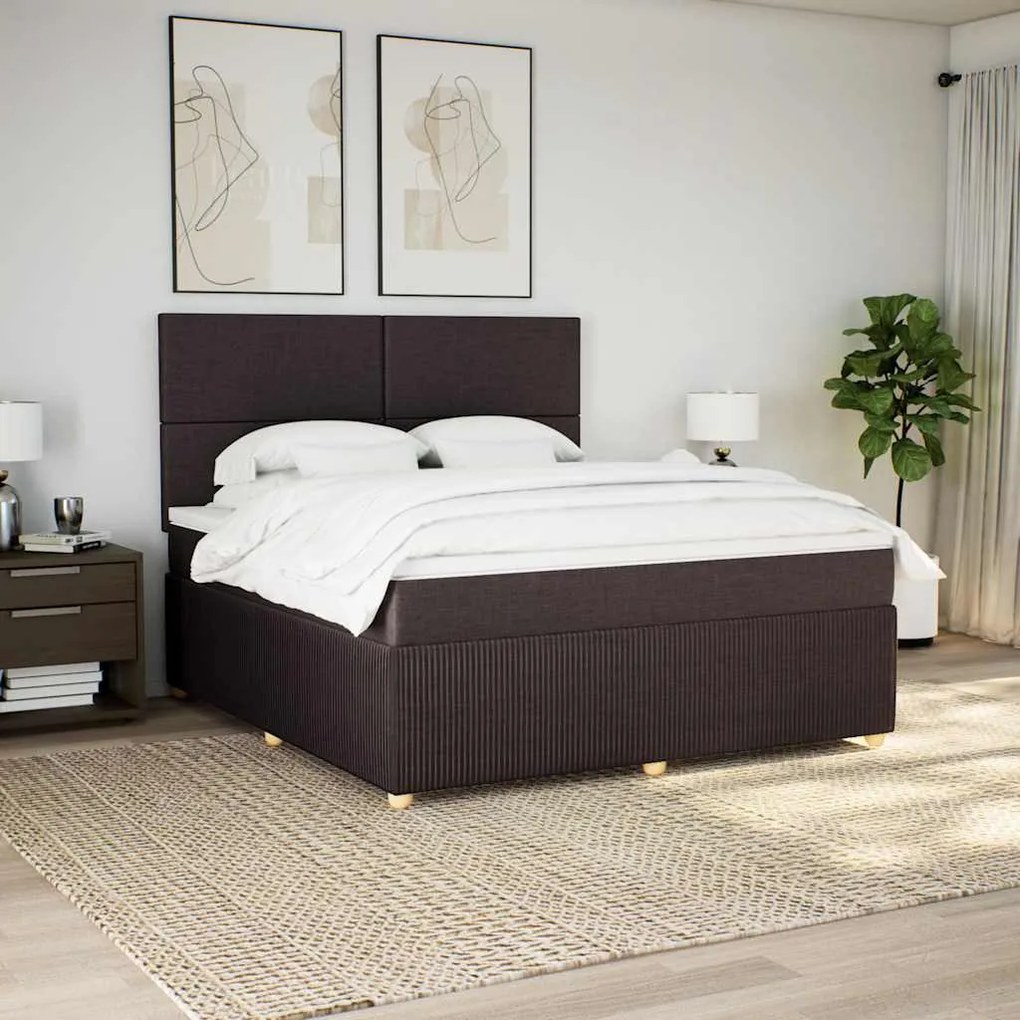 Box spring postel s matrací tmavě hnědá 180x200 cm textil 3294431