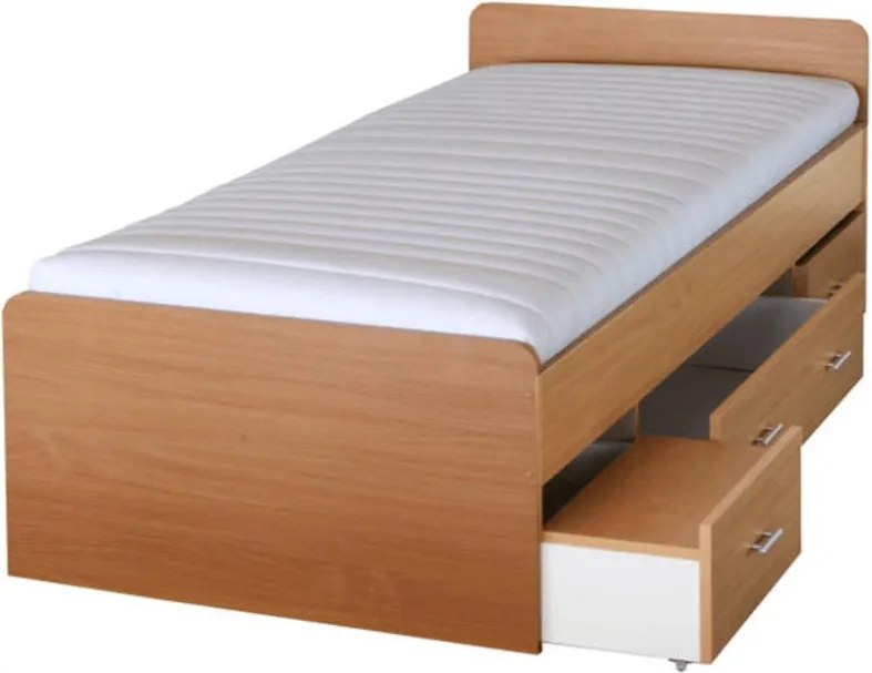 Postel DUET 90×200 buk se 3 šuplíky Kondela 03012355