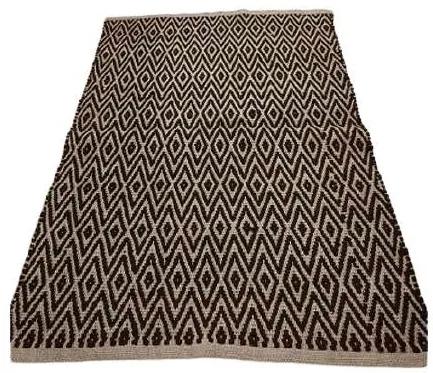 Přírodní jutový koberec s černým Diamond vzorem - 120*180cm