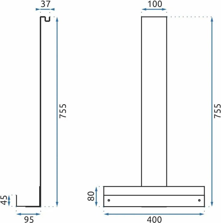 Rea Tori, koupelnová závěsná polička 40x9,5x75,5 cm, černá matná, REA-85000
