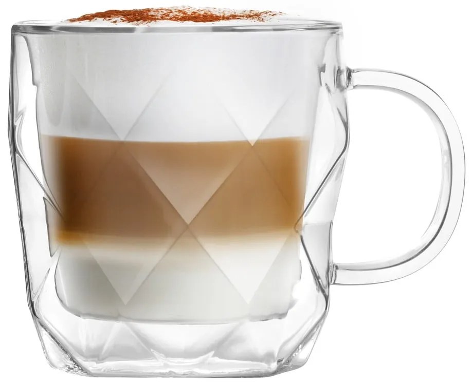 Skleněné hrnky v sadě 2 ks na cappuccino/dvoustěnné 330 ml Geo – Vialli Design