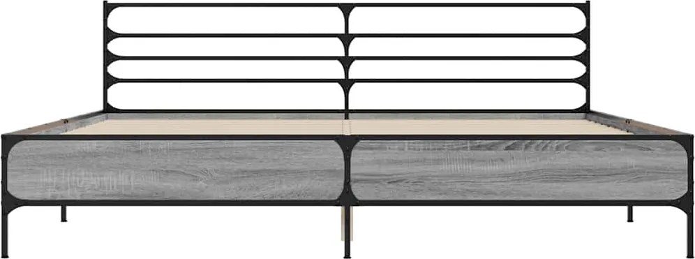 Rám postele šedý sonoma 200 x 200 cm kompozitní dřevo a kov 3280065