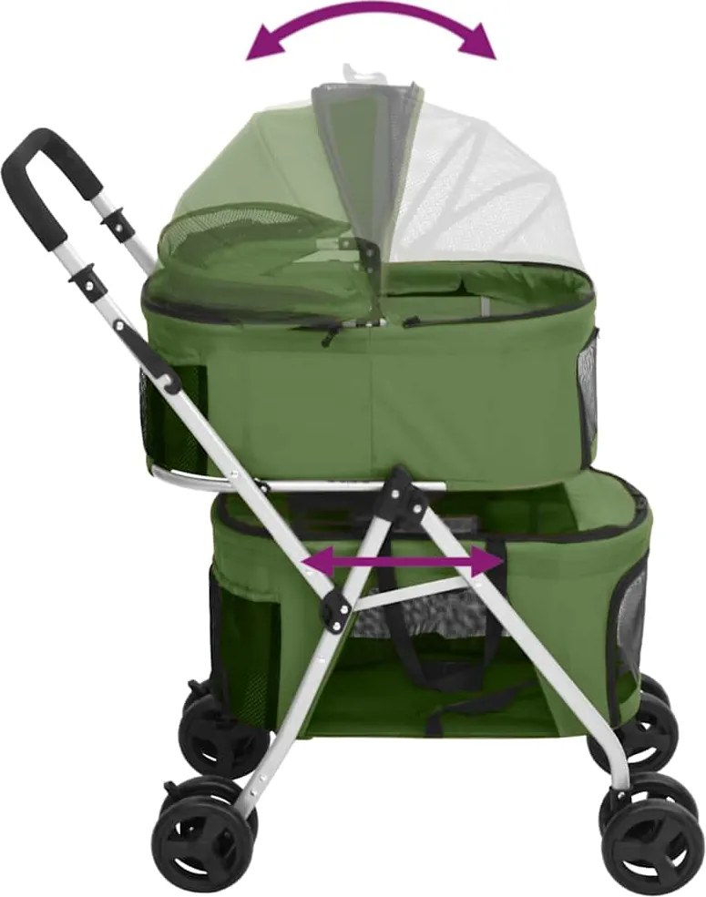 2patrový skládací kočárek pro psa zelený 83 x 48 x 97 cm oxford 172207