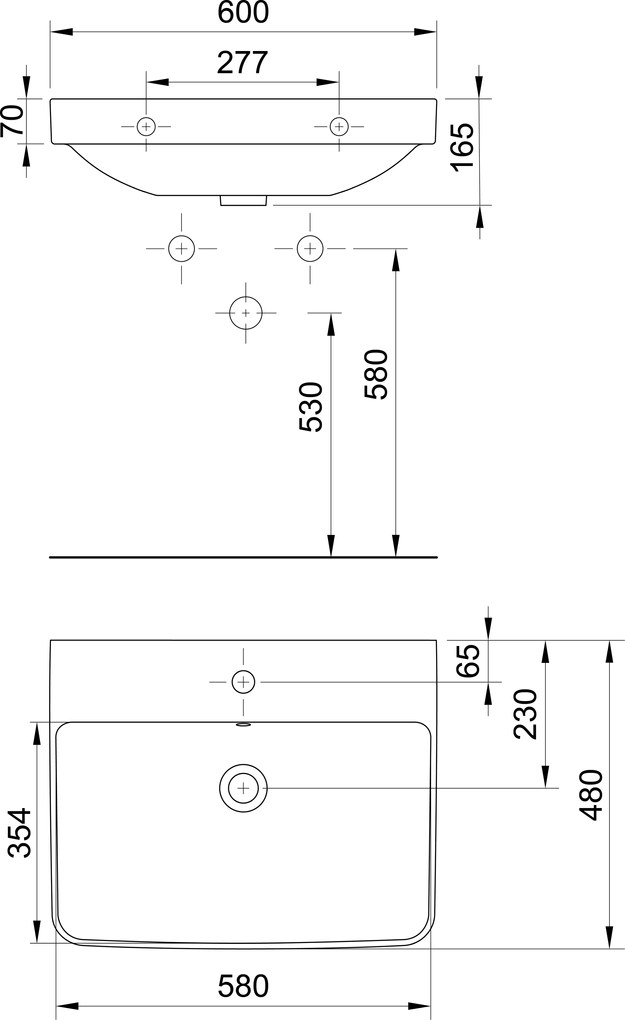 Bruckner, NERON keramické umyvadlo 60x48 cm, bílá, 201.128.0