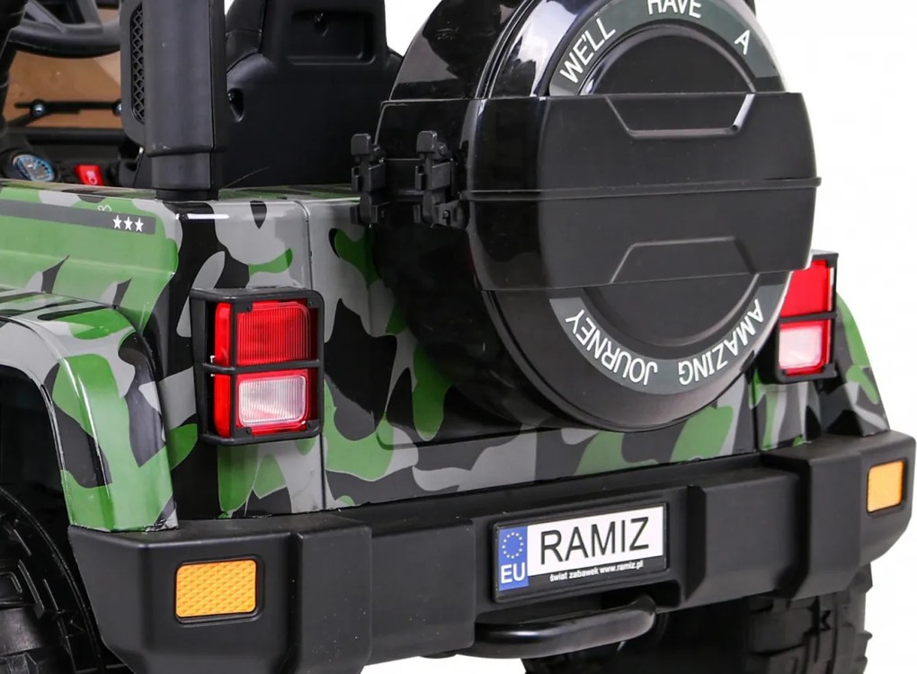 Ramiz Dětské terénní auto Full Time 4WD maskáčové na dálkové ovládání + pohon 4x4 + LED audio + úložný prostor