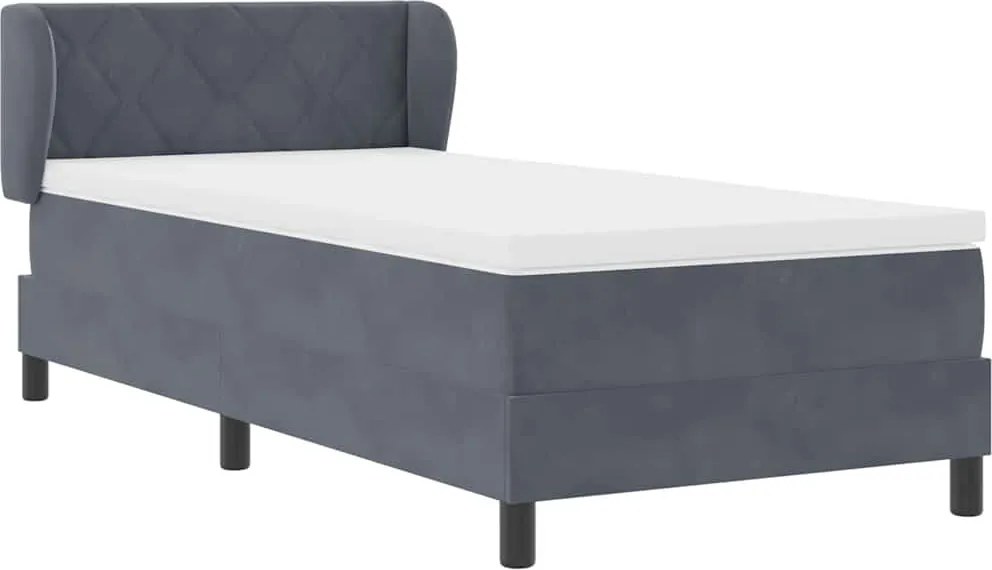 Postel s boxspringem s čelo Tmavě šedá 90 x 200 cm samet 3340425