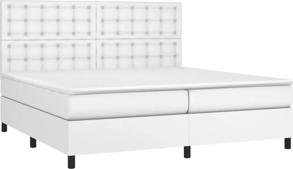 Box spring postel s matrací bílá 200x200 cm umělá kůže 3142864