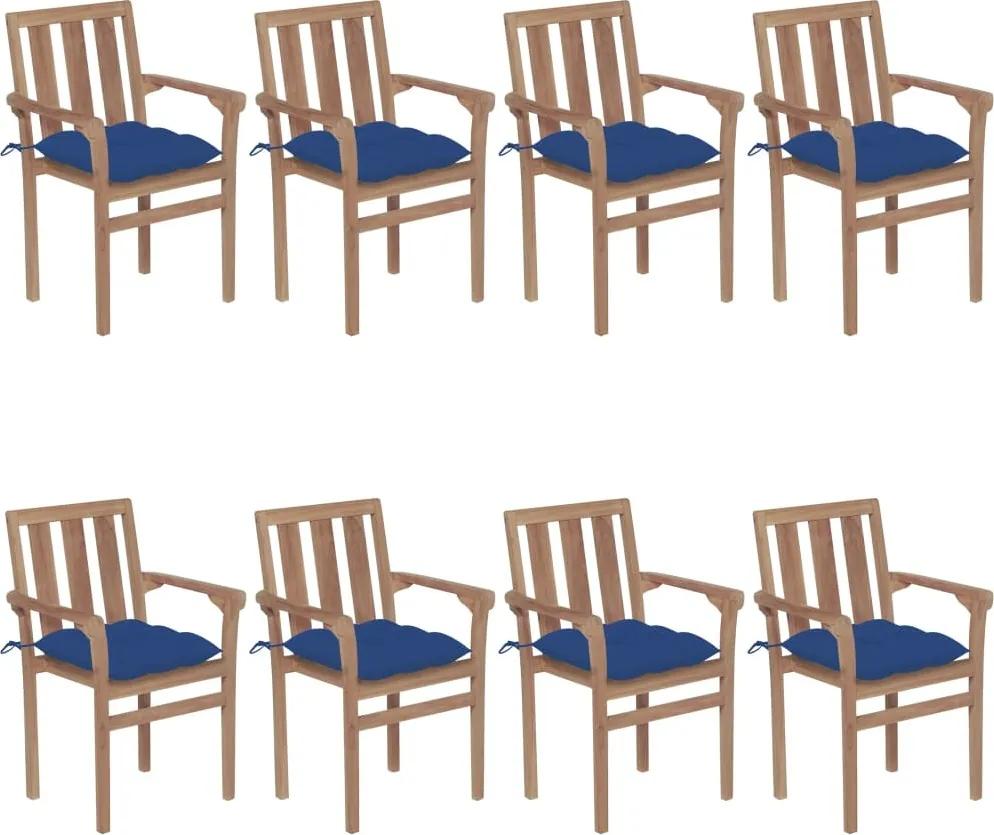 vidaXL Stohovatelné zahradní židle s poduškami 8 ks masivní teak [3073450] Barva: antracitová