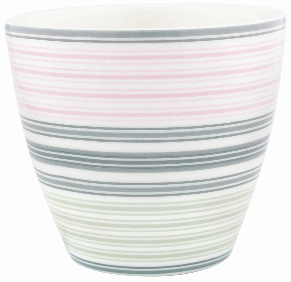 GREEN GATE Latte cup Mabel white, růžová barva, zelená barva, šedá barva, porcelán 300 ml