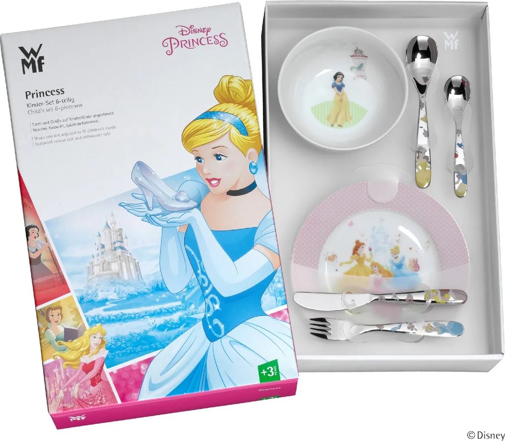 WMF Dětské nádobí Princezny Disney, dětská jídelní sada 6 ks, s příborem