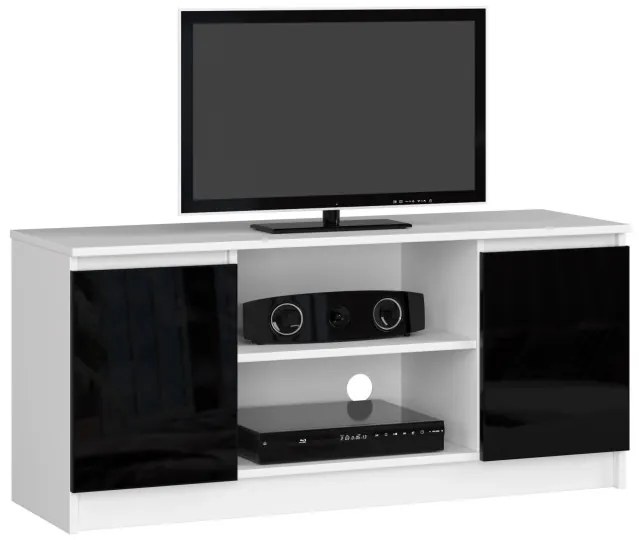 Stolek pod TV RTV 120 2D 1P černý, lesk