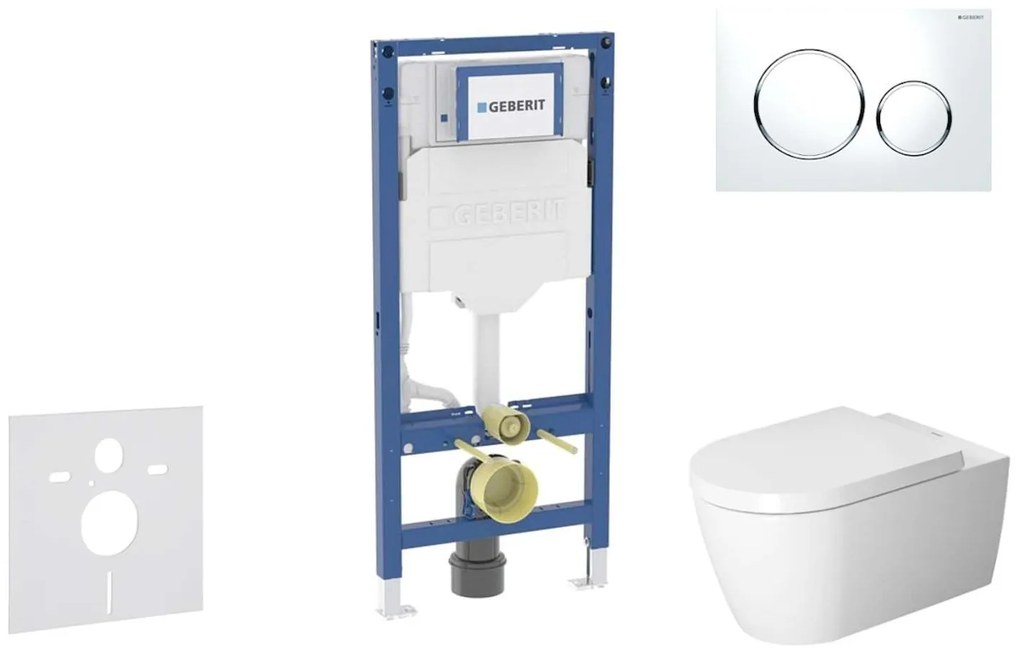 Geberit Duofix - Set předstěnové instalace, klozetu ME by Starck a sedátka softclose, tlačítko Sigma20, bílá/lesklý chrom SANI11CP3111