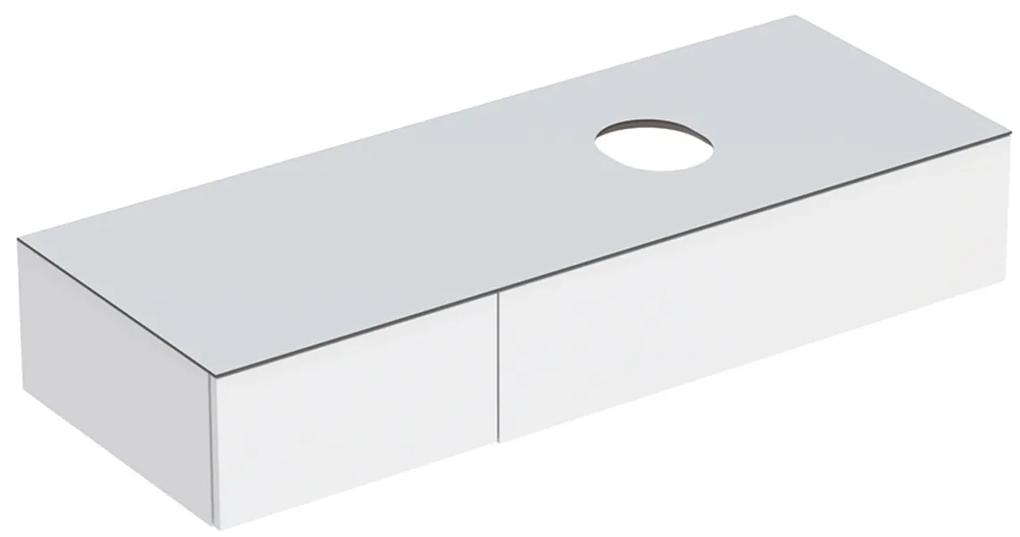 Geberit VariForm - Umyvadlová skříňka, 1350x510x235 mm, 2 zásuvky a zápachová uzávěrka, lesklá bílá/matná bílá 501.177.00.1