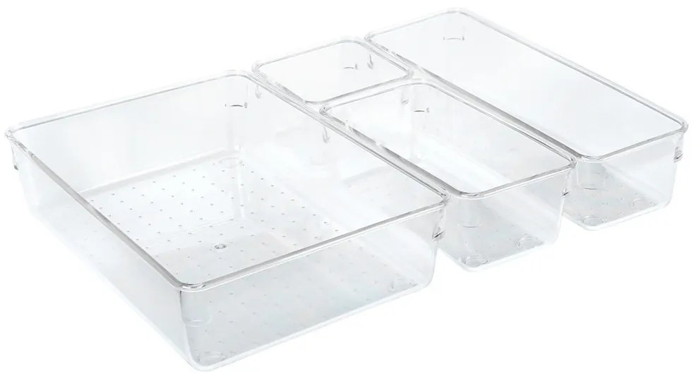 VILDE Sada 4 krabiček, organizér, vložka do zásuvky, transparent FLEXI