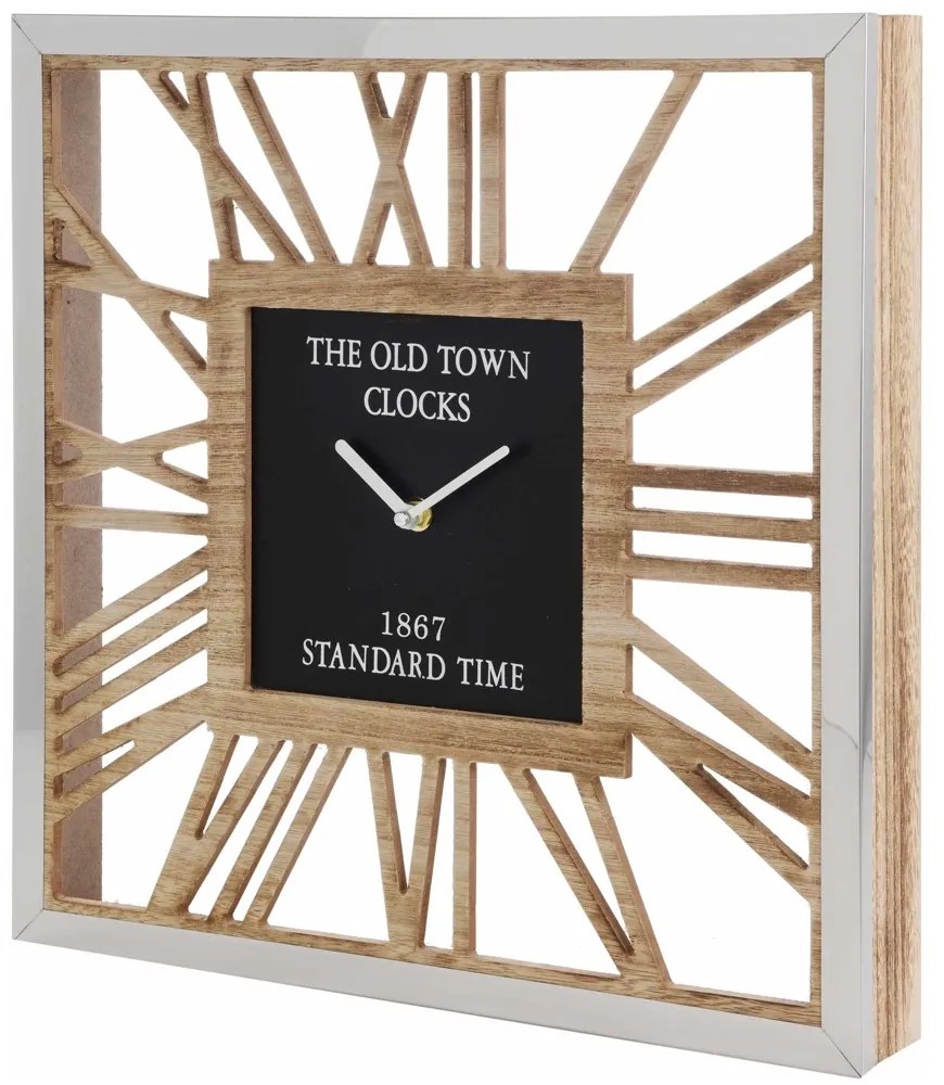 Dřevěné hodiny THE OLD TOWN, nástěnné, 40 x 40 cm (8719202393897)