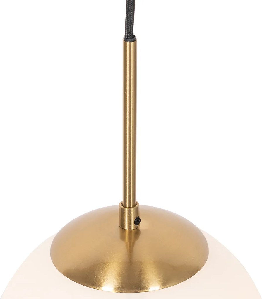 Art Deco závěsná lampa zlatá s opálovým sklem vč. černého 1-fázového kolejnicového adaptéru - Iconic Flore