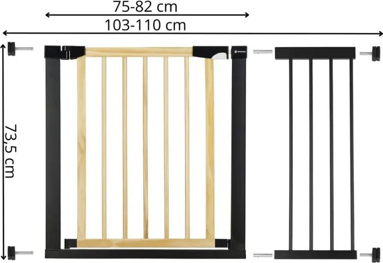 Bezpečnostní zábrana 75-110 cm SPRINGOS BABYLOCK hnědá/černá