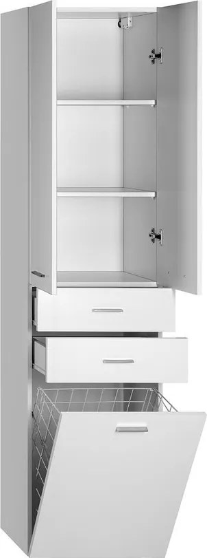 Aqualine Aqualine, ZOJA/KERAMIA FRESH skříňka vysoká s košem 50x184x29cm, bílá, 51293