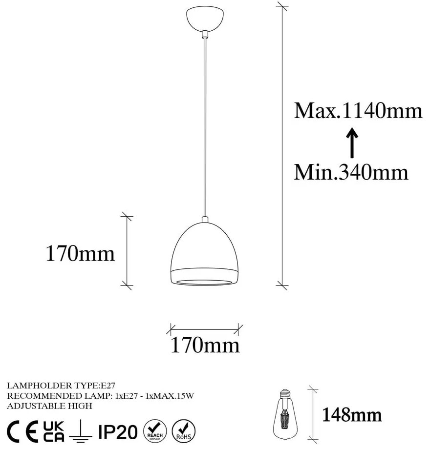 Závěsné svítidlo v bronzové barvě s kovovým stínidlem ø 17 cm Mugo – Opviq lights