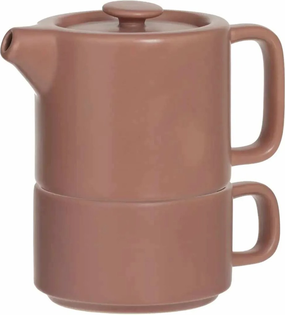 Konvice čajová s šálkem NATURAL, 800 ml, terakotová barva