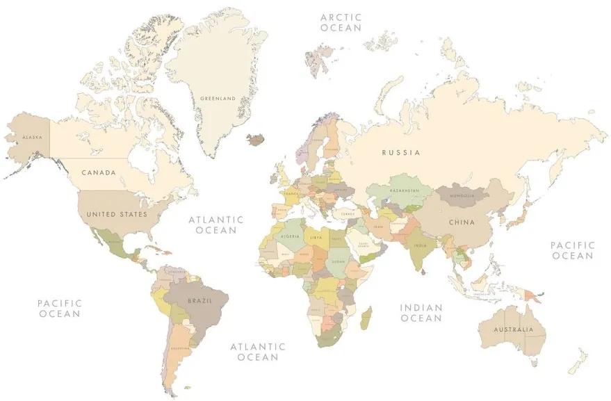 Obraz mapa světa s vintage prvky - 60x40 cm