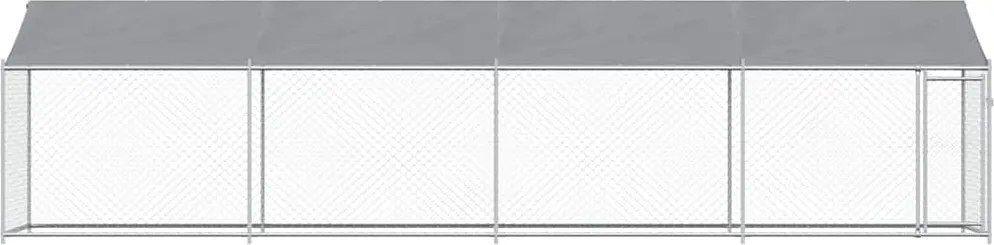 Klec pro psy se střechou a dvířky šedá 8x2x2 m pozinkovaná ocel 3209570
