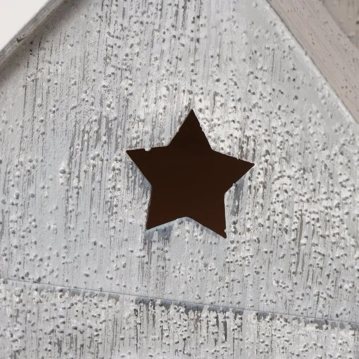 Lucerna kovová Domek 21 cm šedá - střední