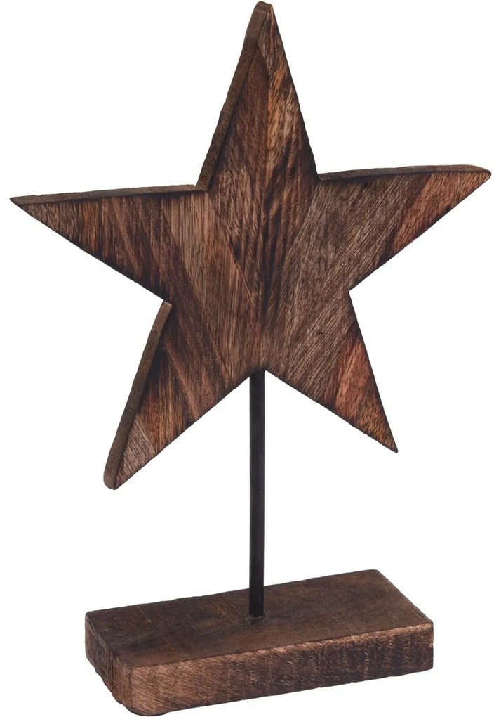 Dřevěná dekorace Wooden Star, 26 cm