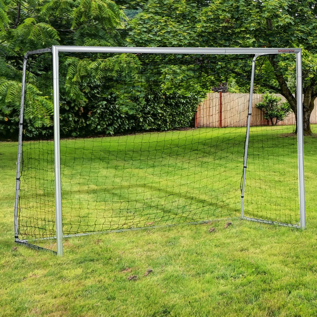 SPORTNOW HOMCOM Fotbalová branka s PE sítí, fotbalová branka pro děti i dospělé, 300 x 120 x 200 cm, ocel, PE, na zahradu, na fotbalový trénink, šedá
