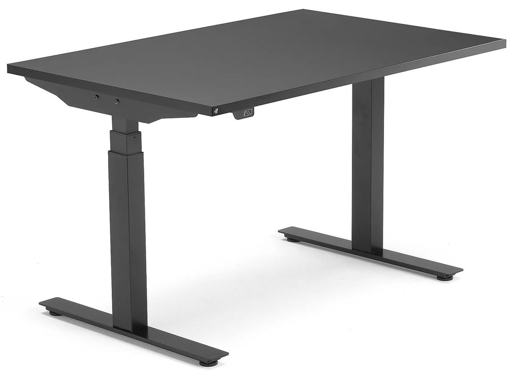 AJ Produkty Výškově nastavitelný stůl MODULUS, 1200x800 mm, černý rám, černá