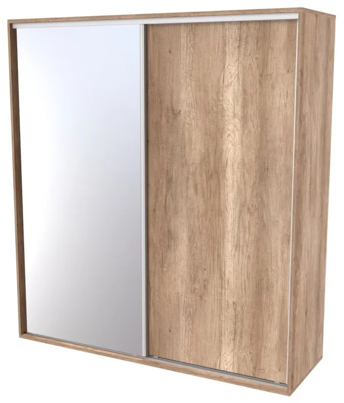 Nábytek Mikulík Skříň FLEXI 2 - dveře plné a zrcadlo ROZMĚR: (š/v/h) 180 x 220 x 65 cm