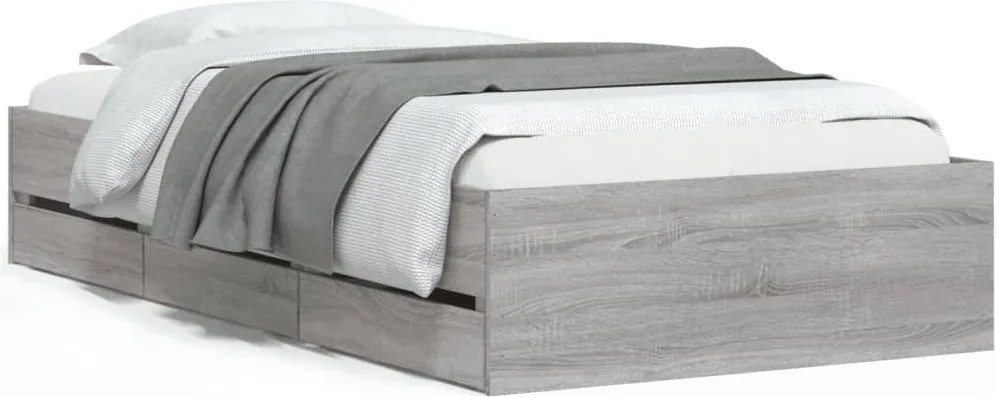 Rám postele se zásuvkami šedý sonoma 90x200 cm kompozitní dřevo 3207299