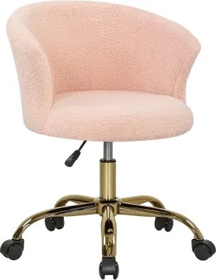 Vinsetto kancelářská židle, výškově nastavitelná ergonomická kancelářská židle, otočné sedadlo, ocelová konstrukce, růžová