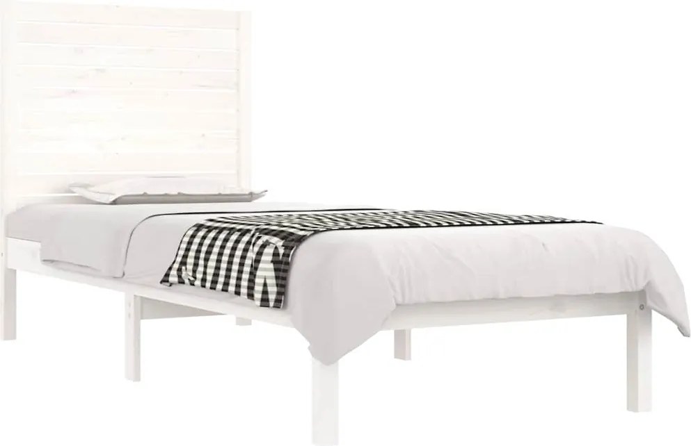 Rám postele bílý masivní dřevo 75 x 190 cm malé jednolůžko 3104569