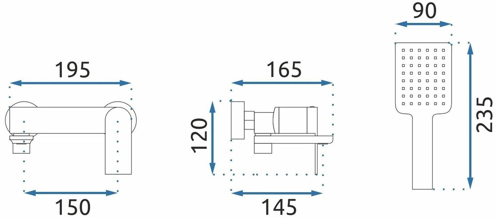 Nástěnná vanová baterie REA STORM, zlatá kartáčovaná