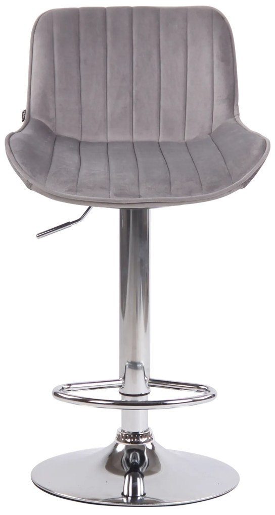 Barová židle Haugo - samet - chromovaný rám | světle šedá