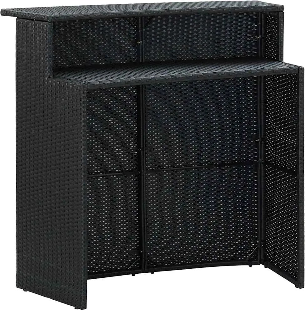 Zahradní barový stůl černý 120 x 55 x 110 cm polyratan 313468