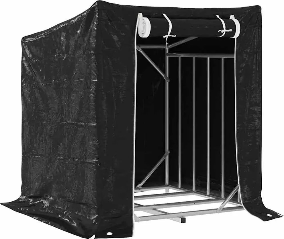 vidaXL Stojan na palivové dřevo s krytem proti dešti 100x25x150 cm [4104937]