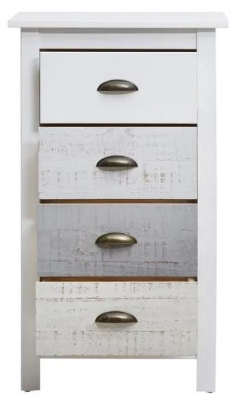Vysoká bílo-šedá komoda se 4 šuplíky Marckeric Romantica, 46 x 80 cm